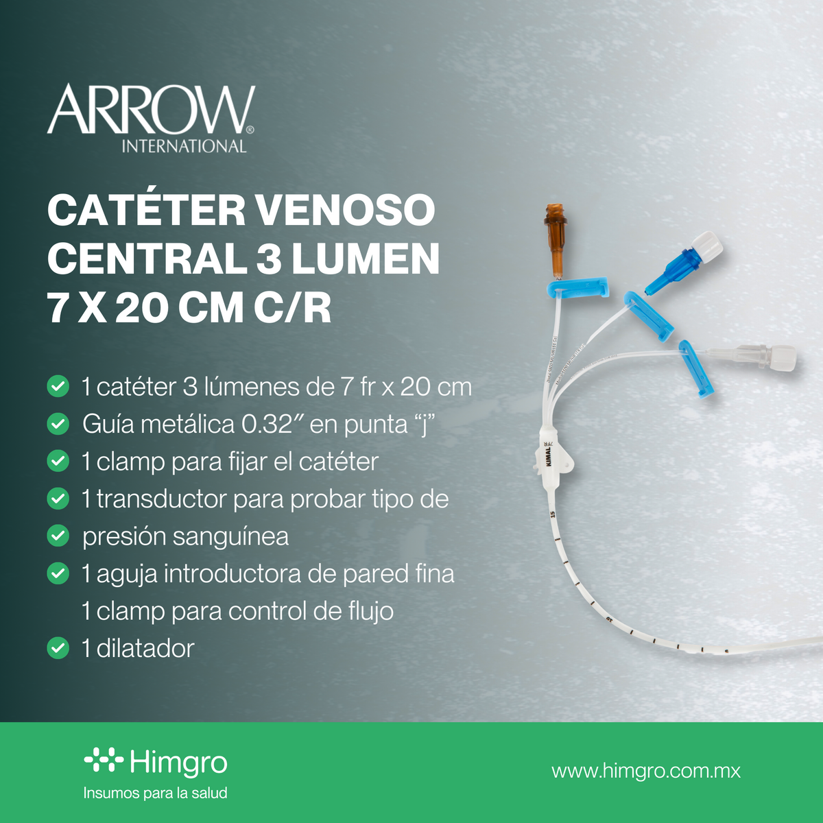 Catéter venoso central 3 lumen 7 x 20 cm C/R – Himgroshop