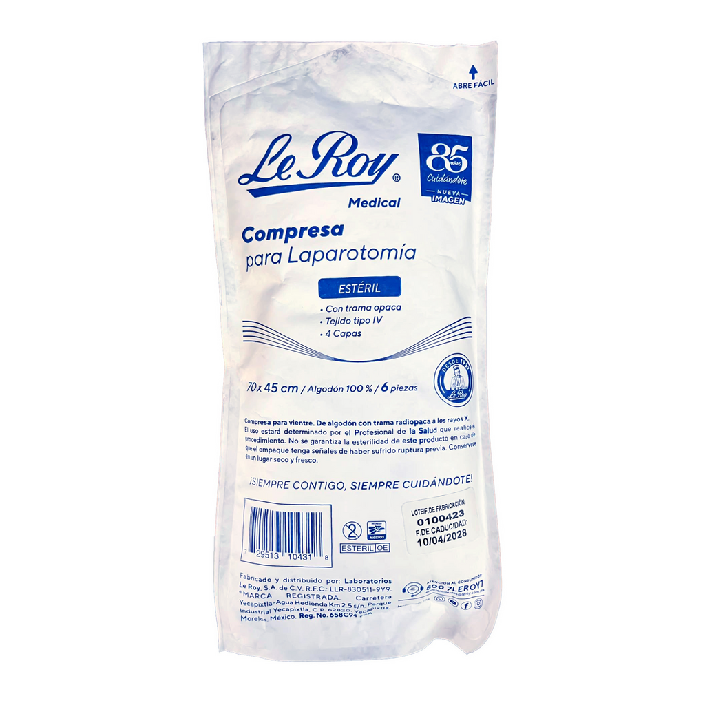 Compresa de gasa estéril 70 x 45cm paquete c/6 pzas – Himgroshop